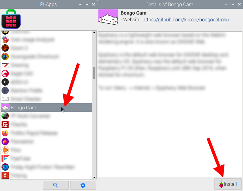 Install Bongo Cam on Raspberry Pi | Pi-Apps