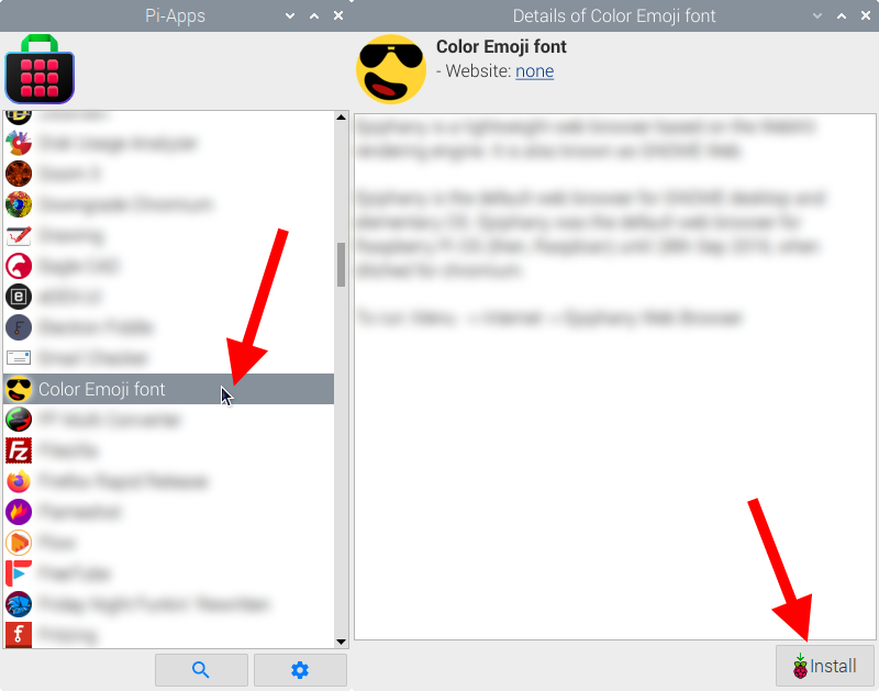 Install Color Emoji font on Raspberry Pi | Pi-Apps