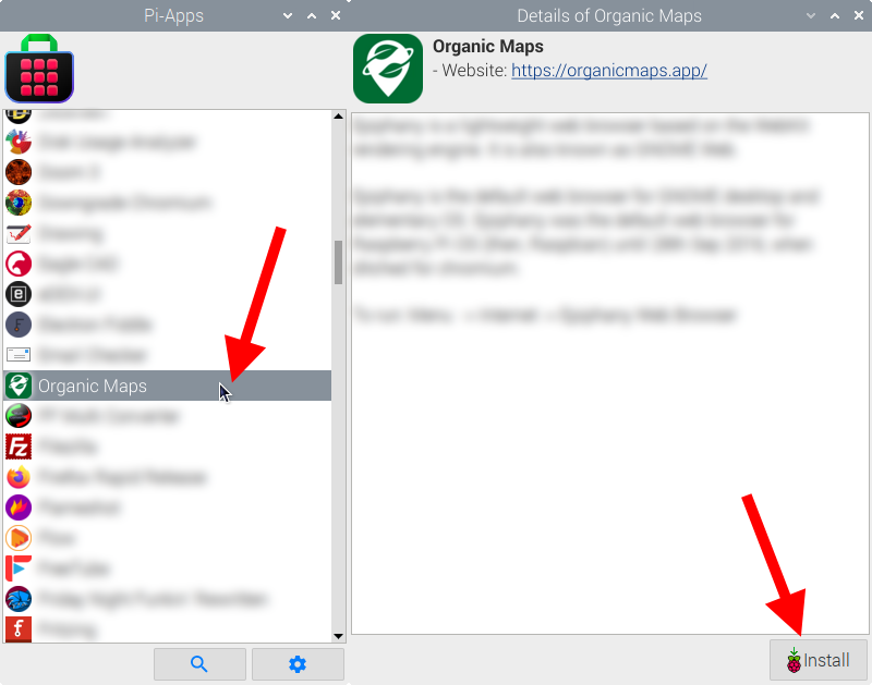 Install Organic Maps on Raspberry Pi | Pi-Apps