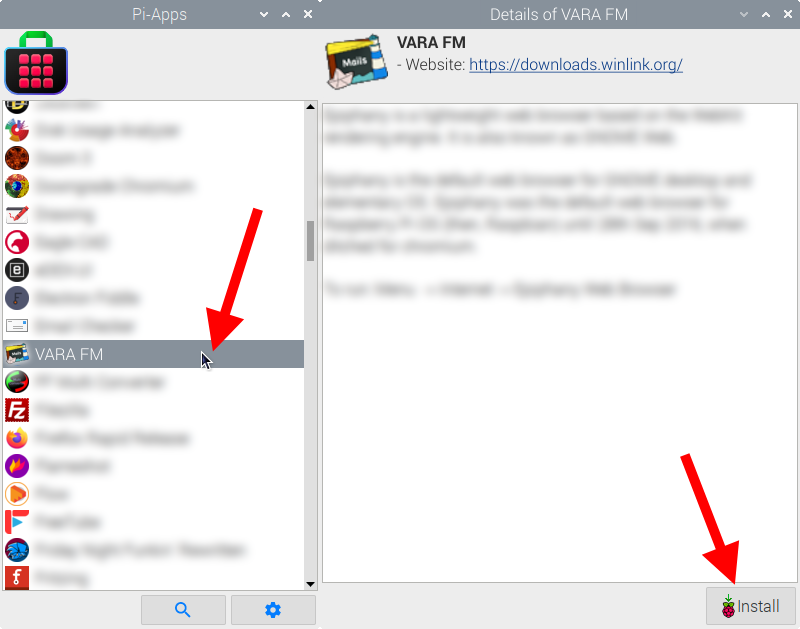 Install VARA FM on Nintendo Switch | Pi-Apps
